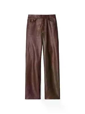 LEMAIRE Straight Pants In Glossy Leather - Brown