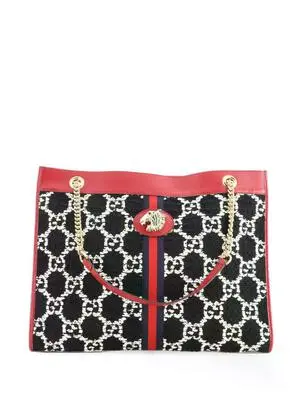 Gucci Rajah Chain Gg Tweed Large Tote Bag - Black