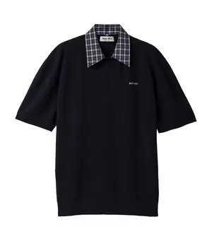 Miu Miu Cashmere Short-sleeve Polo Sweater