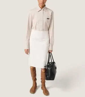 Miu Miu Stretch-poplin Midi Skirt