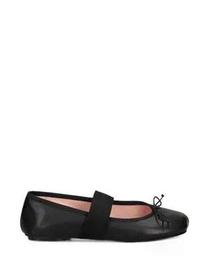 Pretty Ballerinas Yuma Bow-detail Elasticated-strap Ballet Flats - Black