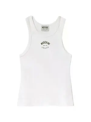 Moschino Logo-print Ribbed-knit Top - White