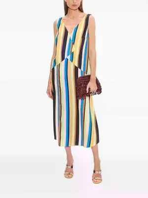 SIMONMILLER Asymmetrical Striped Midi Dress