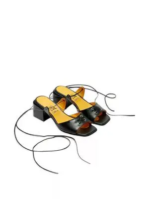 LILI CURIA Faye Lace-up Leather Sandals - Black