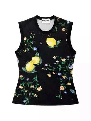 Moschino Lemon-print Floral-pattern Top