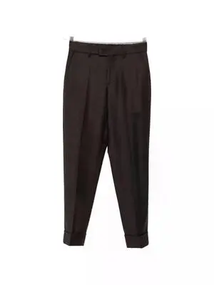 BERWICH Alice Long Pleated-detail Turn-up Trousers - Brown
