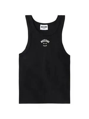 Moschino Ribbed Logo-print Top - Black