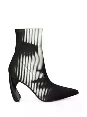 United Nude Graphic-print Pointed-toe Ankle Boots - Black