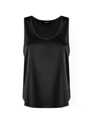 NENETTE Satin-finish Scoop-neck Top - Black
