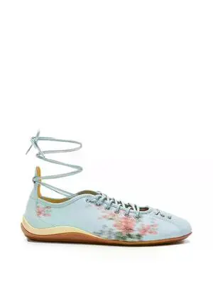 LILI CURIA Isolde Floral-print Lace-up Sneakers - Blue