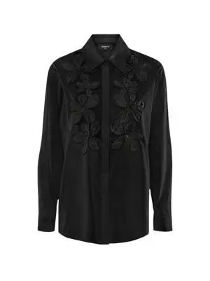 NENETTE Felicità Floral-appliqué Sheer-panel Shirt