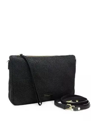 GIANNI CHIARINI Woven-design Logo-patch Clutch Bag - Black
