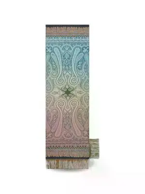 PIERRE-LOUIS MASCIA Aloewon Paisley-print Fringed Scarf - Blue
