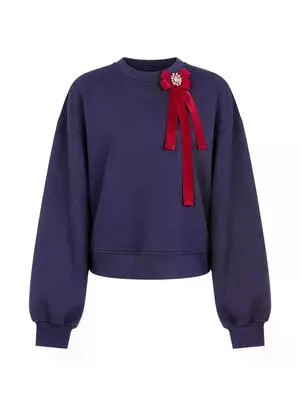 KOSTUM Bow-detail Crystal-embellished Sweatshirt - Blue