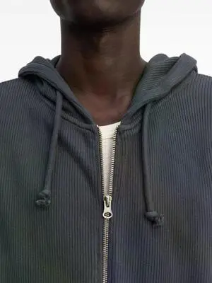 ANOTHER ASPECT Ribbed-knit Zip Hoodie - Grey