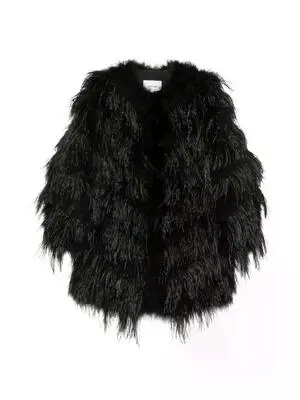 YVES SALOMON Feather-embellished Coat - Black