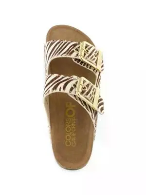 COLORS OF CALIFORNIA Slofi Zebra-print Sandals - Brown