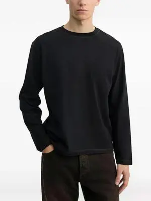 ANOTHER ASPECT Long-sleeve Contrast-stitch T-shirt - Black