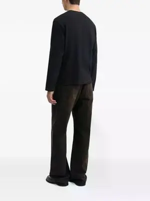 ANOTHER ASPECT Long-sleeve Contrast-stitch T-shirt