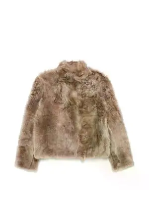 YVES SALOMON Shearling Funnel-neck Jacket - Neutrals