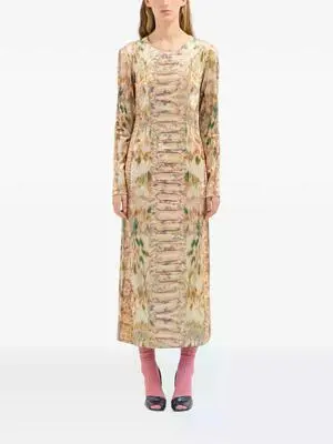 PIERRE-LOUIS MASCIA Ranat Abstract-print Maxi Dress - Neutrals