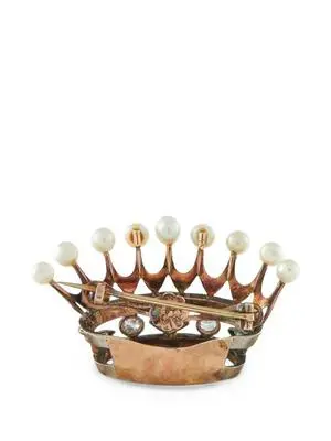 LB EXCLUSIVE Diamond And Emerald Crown Brooch - Pink