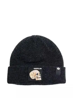 GOORIN BROS The Cancelled Ribbed-knit Skull-patch Beanie Hat - Grey