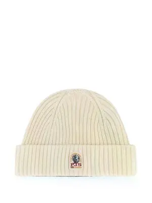 PARAJUMPERS Logo-patch Ribbed-knit Beanie Hat - Neutrals