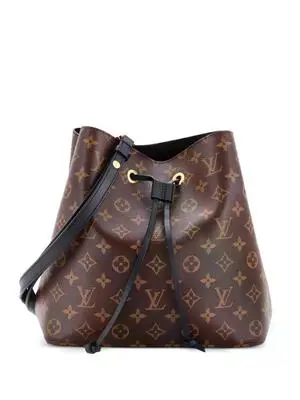 LOUIS VUITTON Monogram Canvas Leather Mm Bucket Bag - Brown