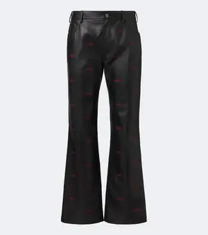 Loewe Logo Leather Flared Trousers