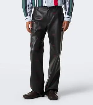 Loewe Logo Leather Flared Trousers