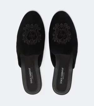 Dolce & Gabbana Embroidered Suede Mules