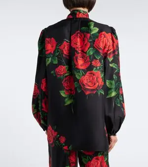 Dolce & Gabbana Floral Silk Satin Blouse