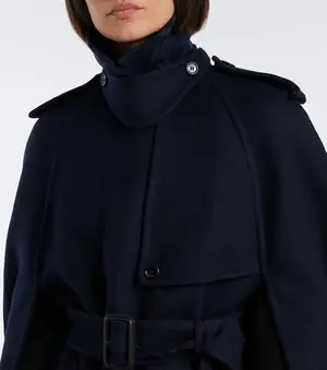 Burberry Check Belted Wool Cape