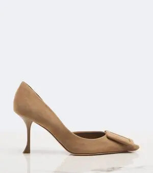 ROGER VIVIER Viv' In The City Suede Pumps - Beige