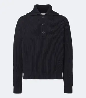 Dries Van Noten Ribbed-knit Wool Sweater - Blue