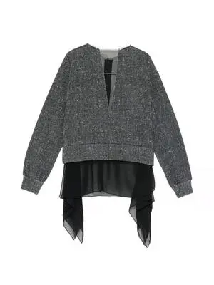 Undercover Herringbone-pattern Layered Cardigan