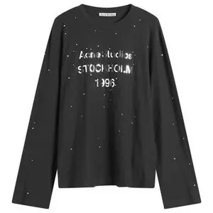 Acne Studios Edden Rhinestone Long Sleeve Top - Black