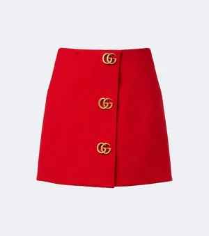 Gucci Double G Wool Crepe Miniskirt - Red