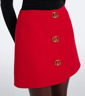Gucci Double G Wool Crepe Miniskirt