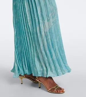 LA FUORI Frosted Embellished Floral Silk Gown