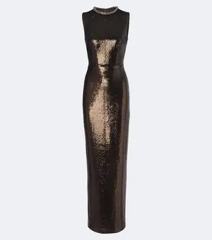 Roland Mouret Sequined Embellished Gown - Brown