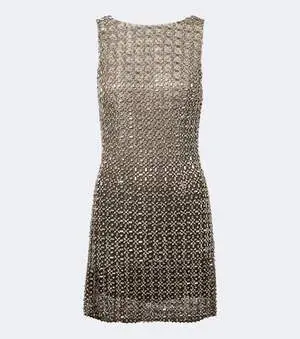 LA FUORI Gilded Crystal-embellished Minidress - Silver