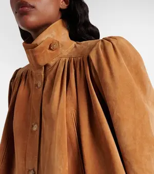 Chloé Cropped Gathered Suede Jacket