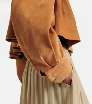Chloé Cropped Gathered Suede Jacket