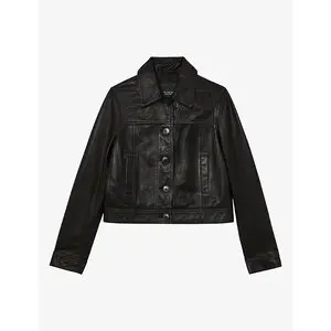 REISS Callie Cropped Leather Jacket