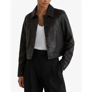REISS Callie Cropped Leather Jacket