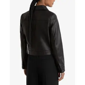 REISS Callie Cropped Leather Jacket