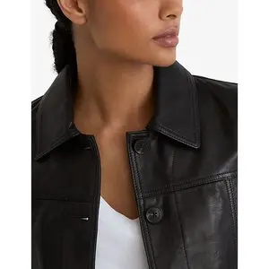 REISS Callie Cropped Leather Jacket