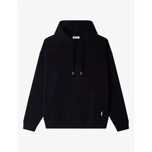 Sandro Oversized Logo-tag Cotton Hoodie - Black